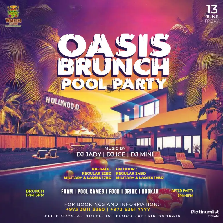 Oasis Brunch Pool Party at Waikiki Restaurant - Elite Crystal Hotel ...