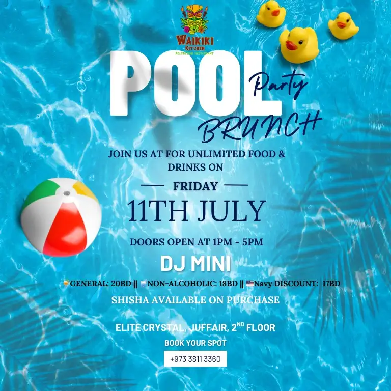 Pool Party Brunch at Wakiki Kitchen - Elite Crystal Hotel - DubaiThingsToDo