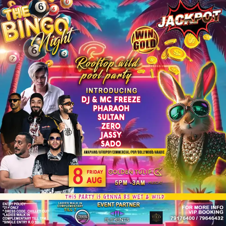 The Bingo Night Pool Party in Muscat - DubaiThingsToDo