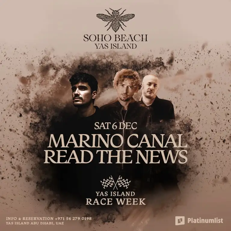 Marino Canal & Read The News at Soho Beach Yas Island, Abu Dhabi - Race ...