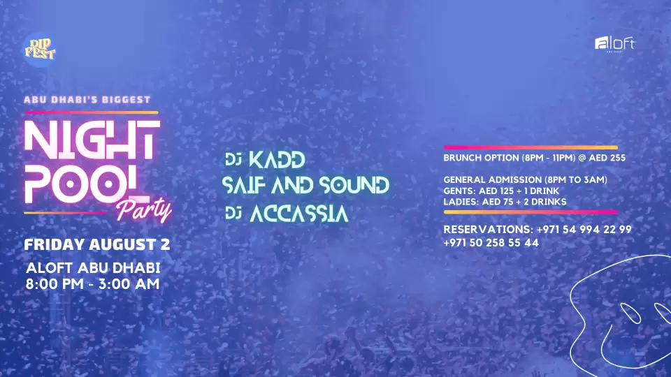 Aloft Night Pool Party in Abu Dhabi - DubaiThingsToDo